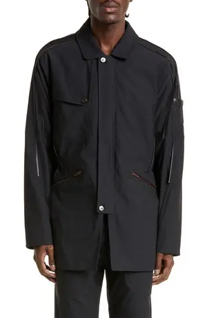 Kiko Kostadinov Mcnamara Uniform Stretch Nylon & Leather Jacket In